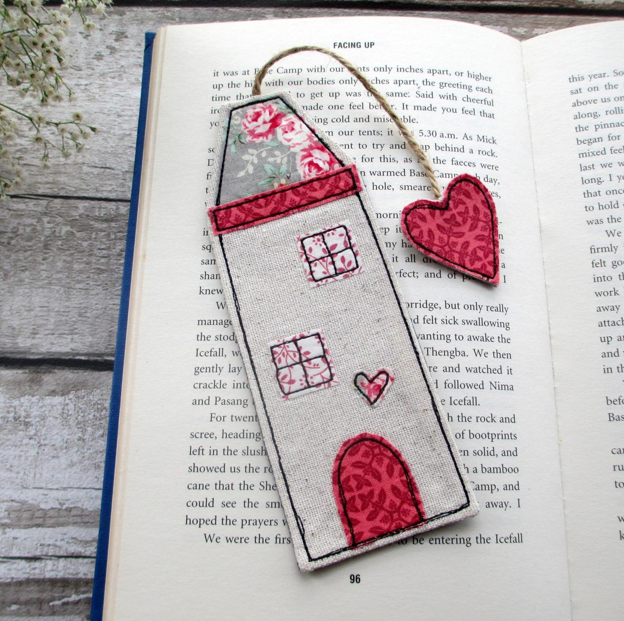 Tall House Bookmark, Unique Fabric Bookmark, Gift For A Book Lover ...