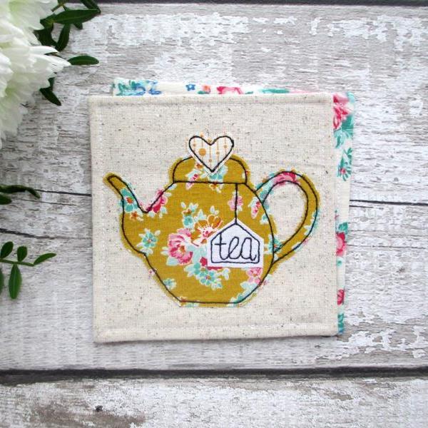 Teapot Coaster, Fabric Coaster, Retirement Gift For A Tea Lover on Luulla
