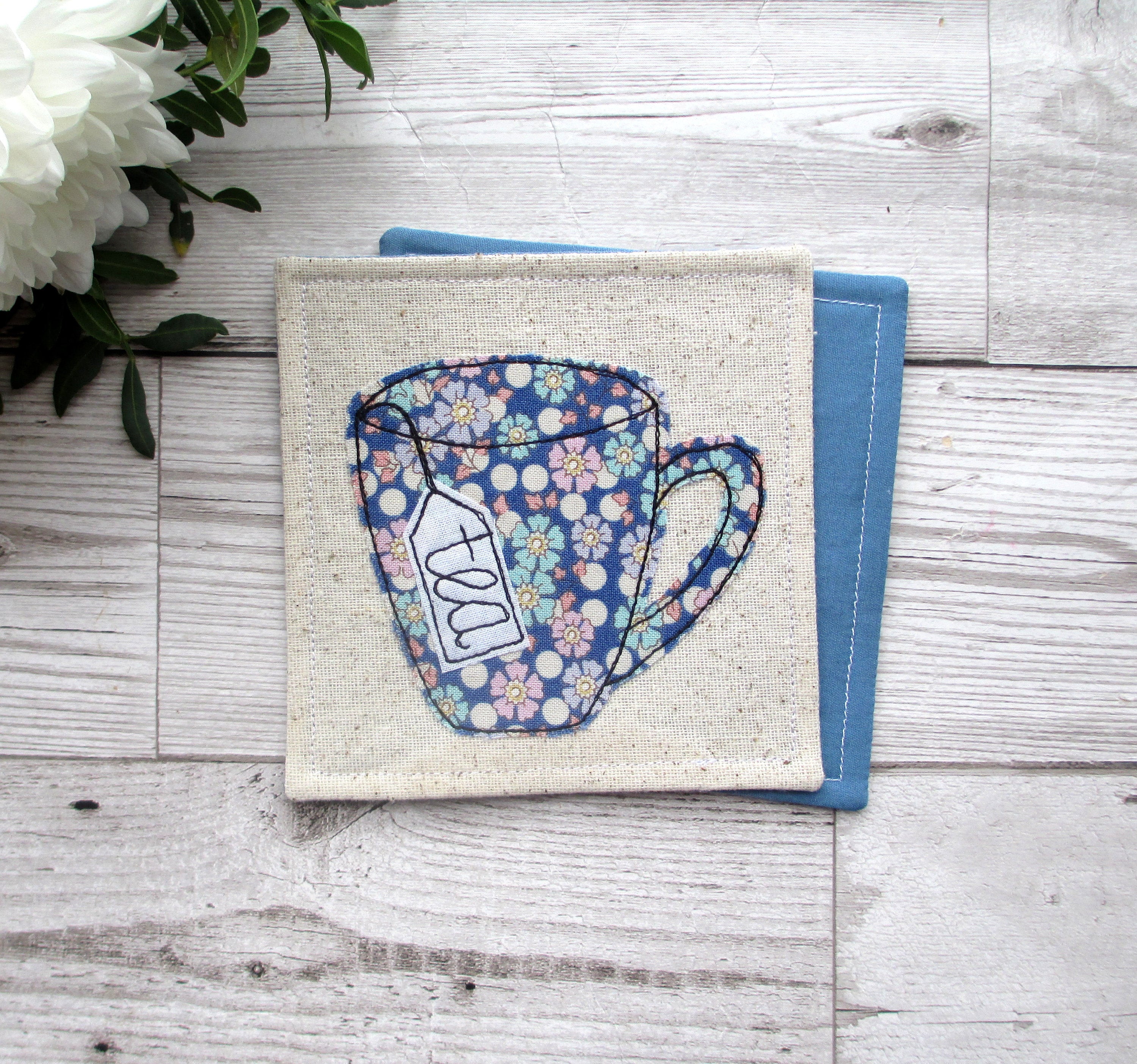 Fabric Coaster Set, Housewarming Gift For A Tea Lover on Luulla